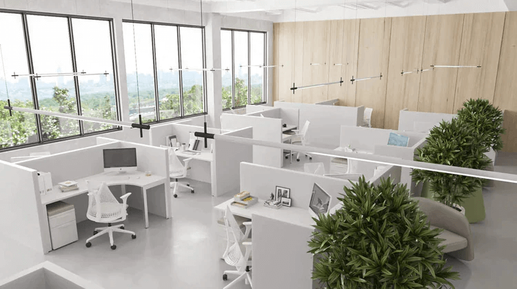 endless office cubicles